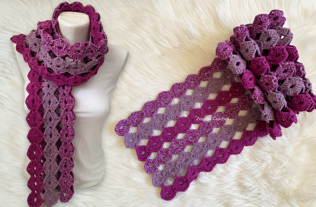 Crochet Diamond Scarf FREE Pattern - Zouzou Crochet https ...